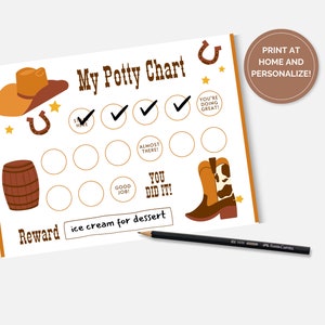 Cowboy Potty Training Chart, Potty Training Chart Printable, Potty ...