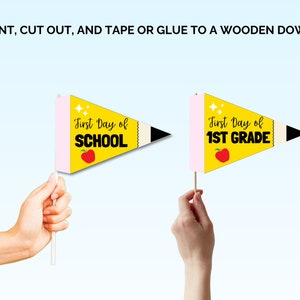 First Day of School Pennant Flags, Printable Back to School Flags, 1st ...