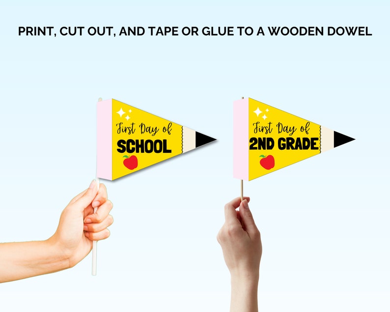 First Day of 2nd Grade Pennant Flags, Printable Back to School Flags ...