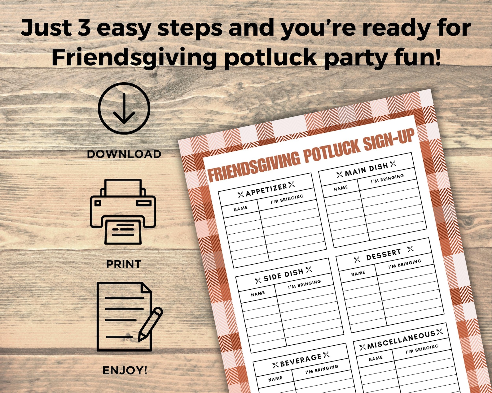 Friendsgiving Potluck Sign up Sheet, Friendsgiving Party, Printable ...