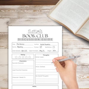 Book Club Discussion Guide, Book Review Guide, Book Club Printable ...