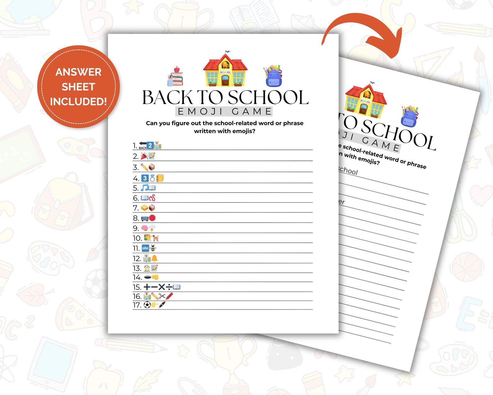 Back to School Emoji Game, Guess the Emoji Game, Emoji Guess Game ...