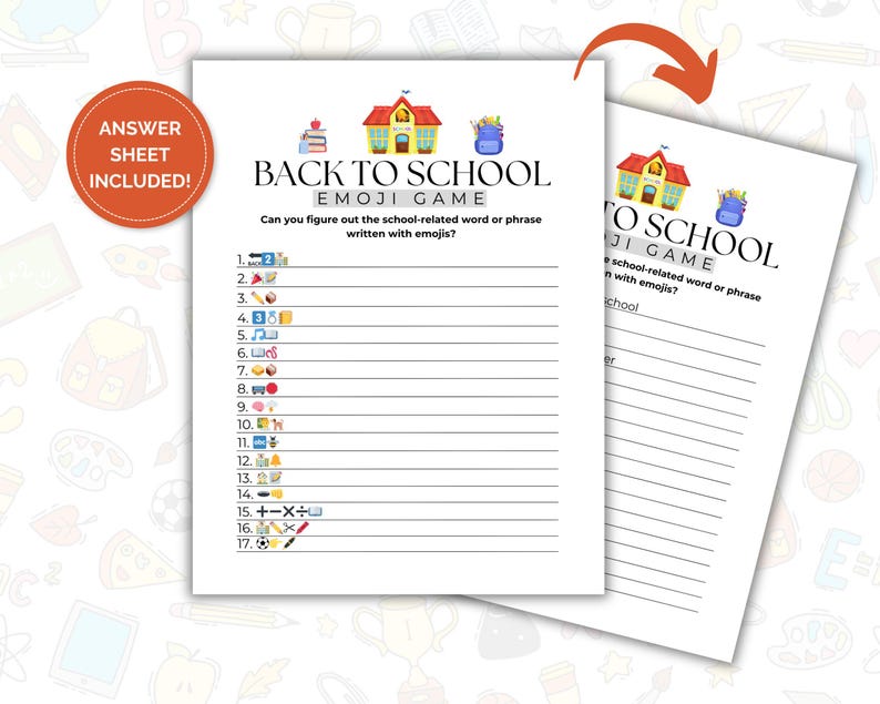 Back to School Emoji Game, Guess the Emoji Game, Emoji Guess Game ...