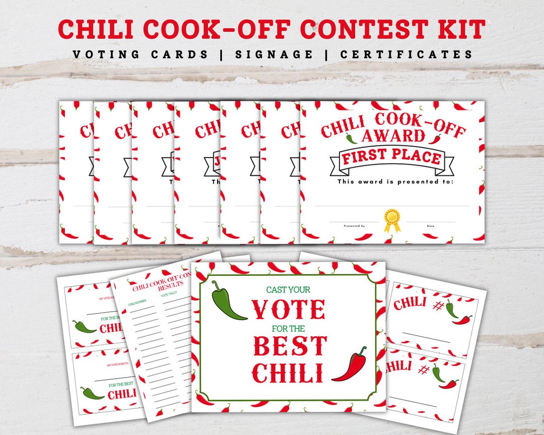 Chili Cook-off Contest Kit, Chili Cook off Award Certificates, Chili ...