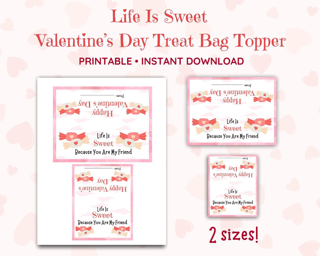Valentine's Day Treat Bag Topper, Candy Treat Bag, Valentine's Day Bags ...