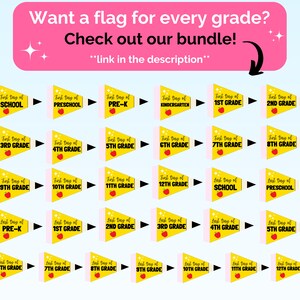 First Day of 1st Grade Pennant Flags, Printable Back to School Flags ...