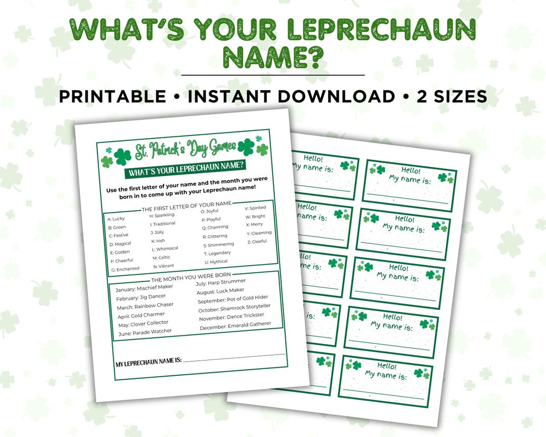 What's Your Leprechaun Name, What's Your Name, What's Your Name Game ...