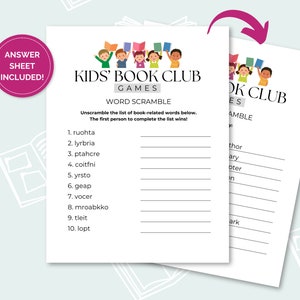 Kids Book Club Word Scramble Game, Kids Book Club Icebreaker Game, Kids ...