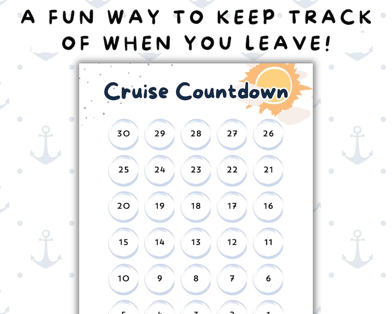 Cruise Countdown, Countdown Printable, Vacation Countdown, Countdown ...