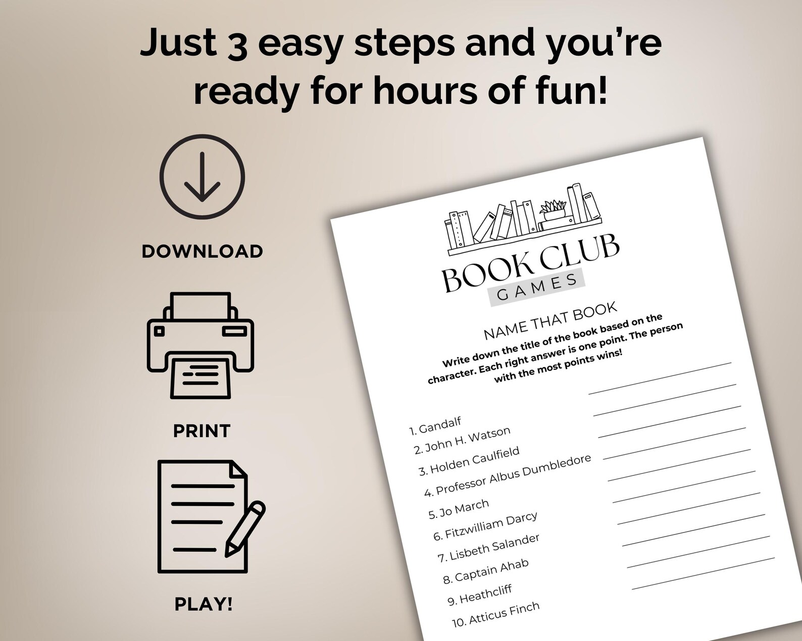 Book Club Games, Book Club Icebreakers, Book Club Activities, Printable ...