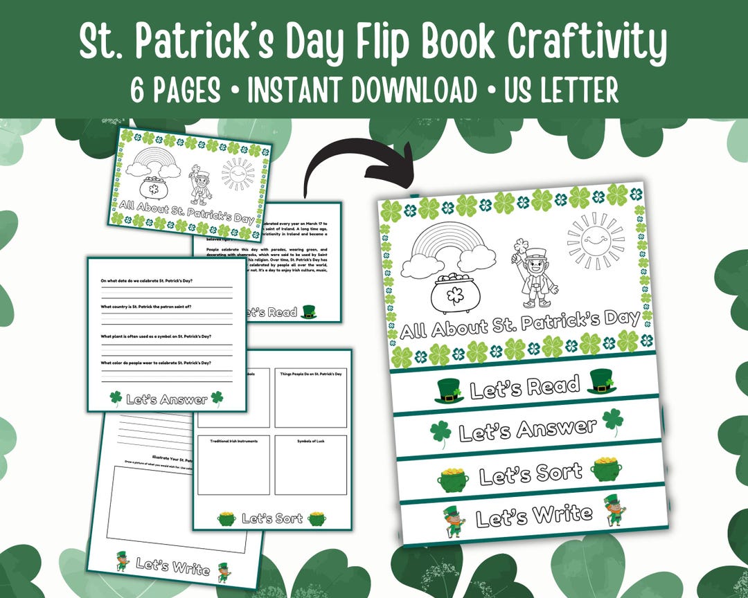 St. Patrick's Day Flip Book Craftivity, St. Patrick's Day Reading and ...