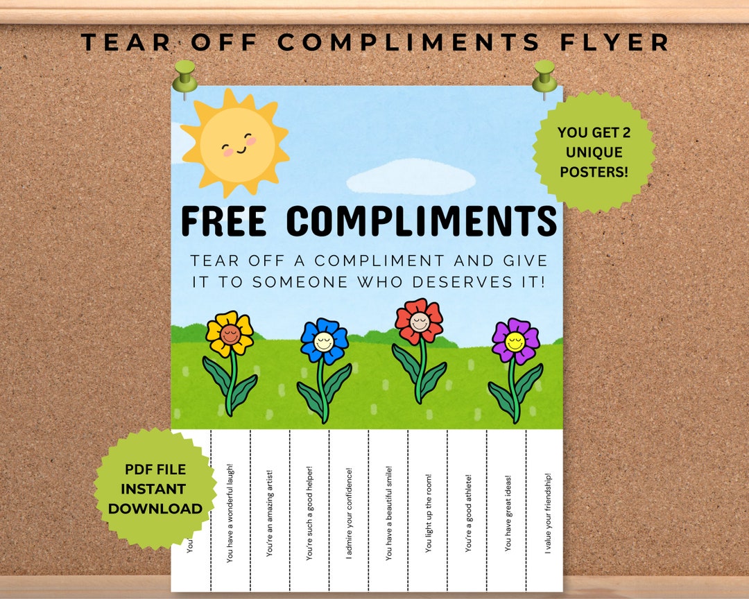 Tear off Compliments Printable, Compliment Cards, Random Acts of ...