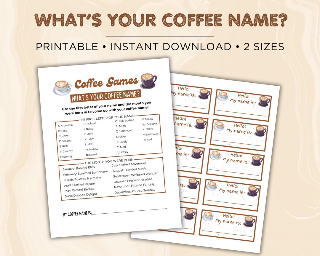 What's Your Coffee Name, What's Your Name Game, Coffee Name Game, Name ...