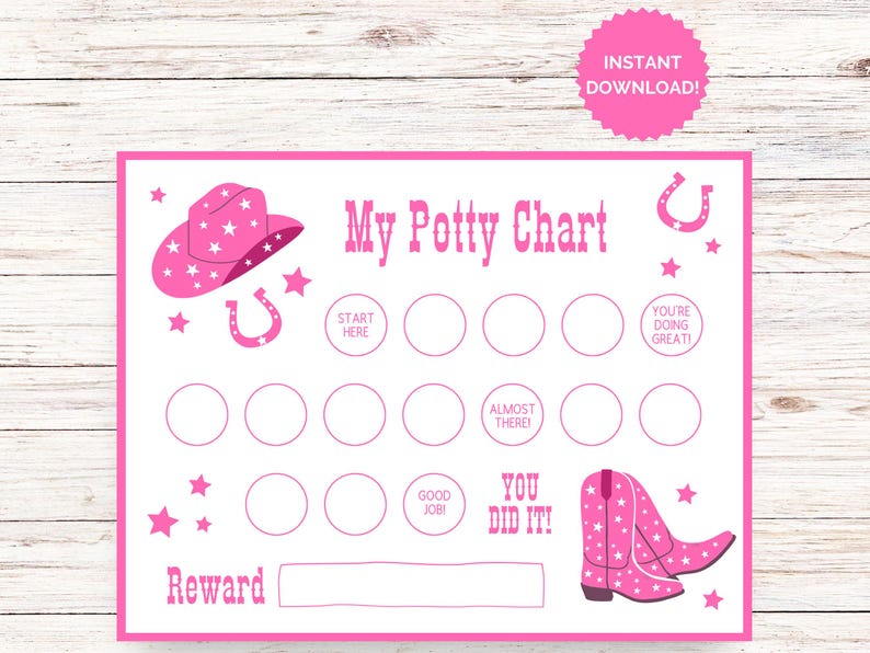 Cowgirl Potty Training Chart, Potty Training Chart Printable, Potty ...