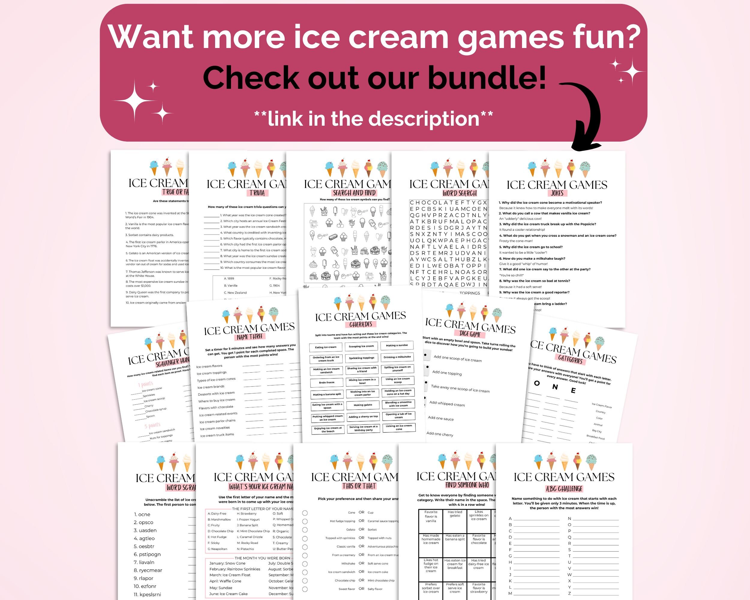 Ice Cream ABC Challenge Game, Ice Cream Game, Ice Cream Activity, Ice ...