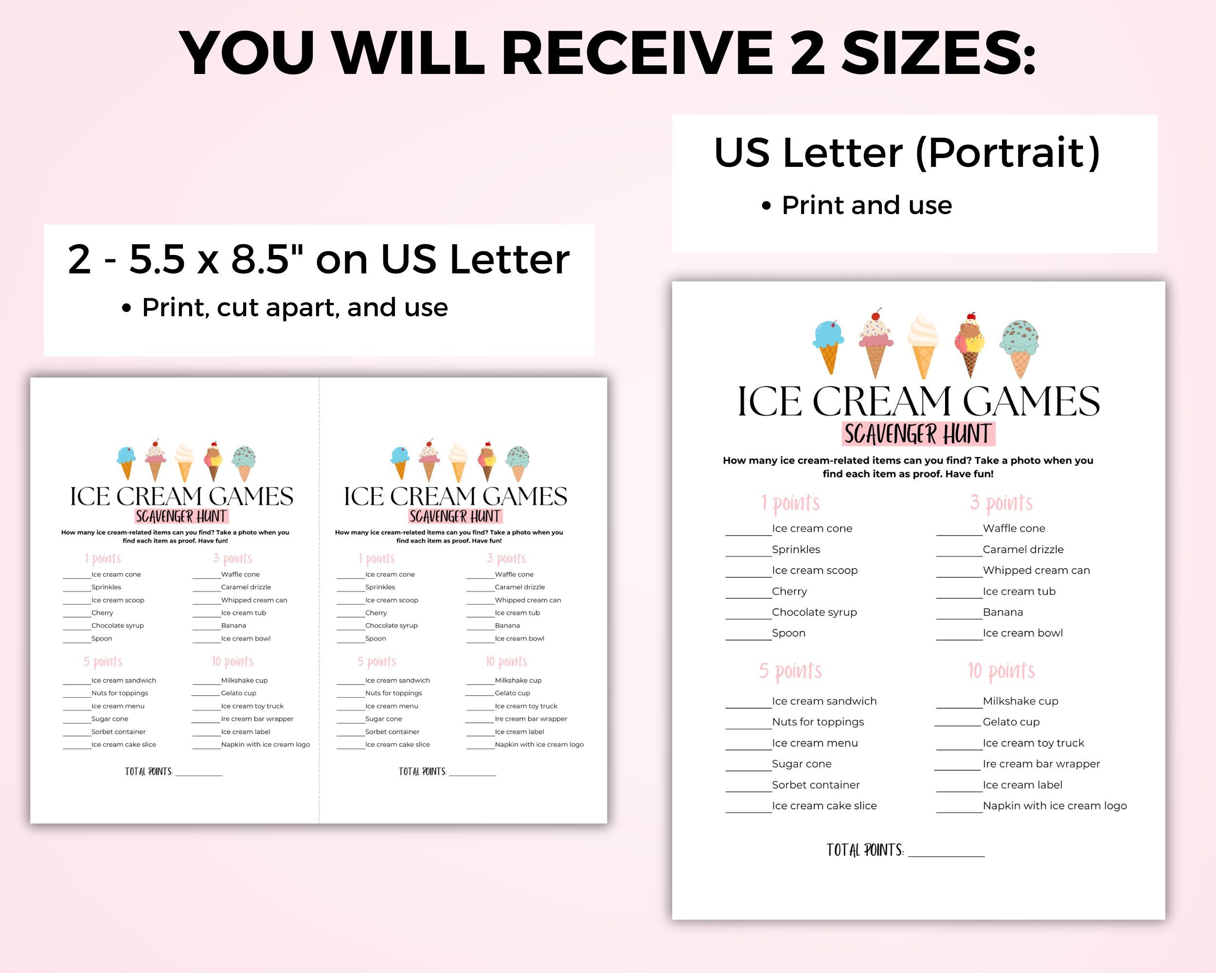 Ice Cream Games, Ice Cream Party Games, Ice Cream Game Printable, Ice ...