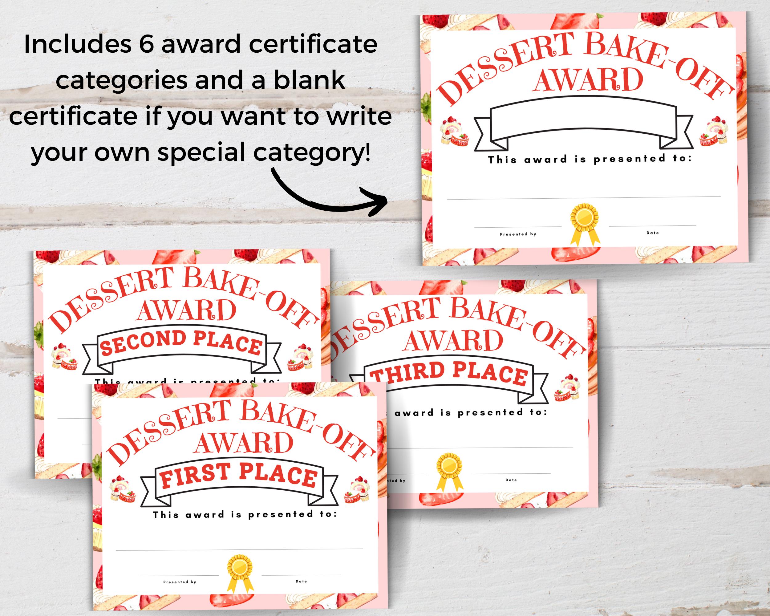 Dessert Bake-off Contest Kit, Dessert Contest, Dessert Competition ...