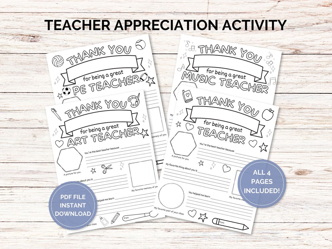 Teacher Appreciation Activity, Teacher Appreciation Week Gift, Thank ...