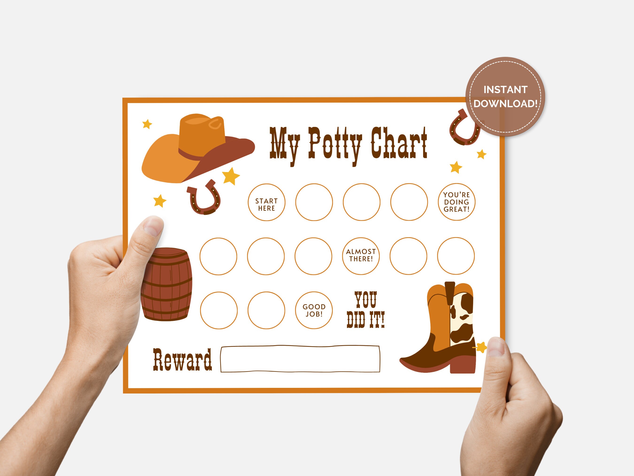 Cowboy Potty Training Chart, Potty Training Chart Printable, Potty ...