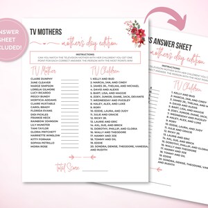 Mother's Day Television Mom Matching Game, Mother's Day Matching Game ...