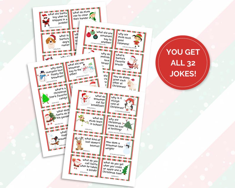 Christmas Lunchbox Jokes, Lunch Box Notes, Printable Lunch Notes for ...
