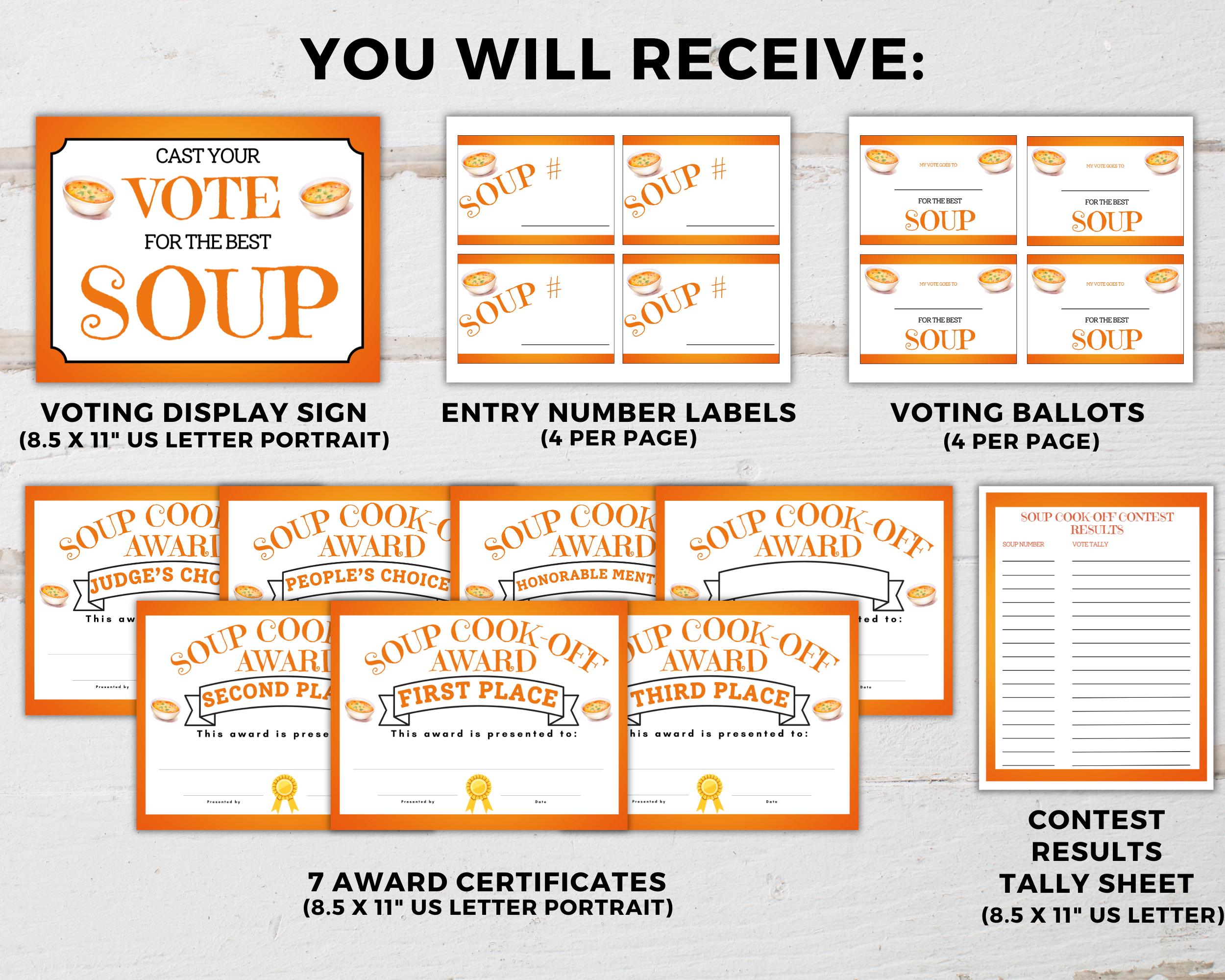 Soup Cook-off Contest Kit, Soup Contest, Souper Bowl, Soup Competition ...
