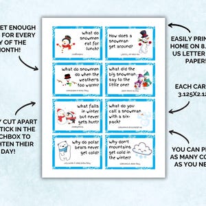 Winter Lunchbox Jokes, Lunch Box Notes, Printable Lunch Notes for Kids ...