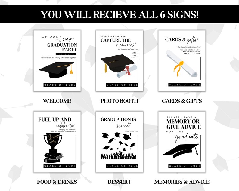 Graduation Party Signs, Grad Party Signs, Party Table Signs, Photo ...