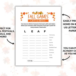 Fall Games, Fall Game Bundle, Autumn Games for Kids and Adults, Fall ...