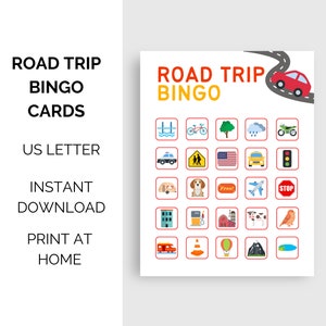 Road Trip Bingo Cards, Printable Road Trip Bingo Cards, Road Trip Bingo ...