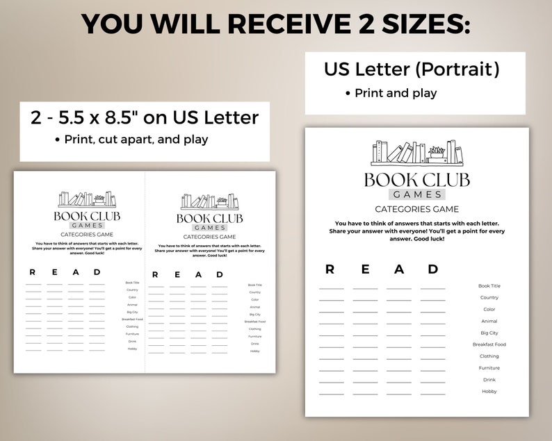 Book Club Categories Game, Book Club Icebreaker Game, Book Club Games ...