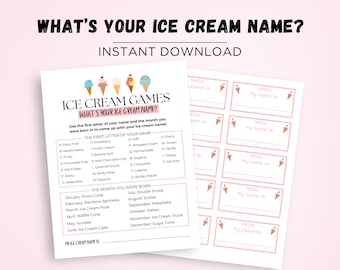 What's Your Ice Cream Name Game, Ice Cream Party Game, Ice Cream ...