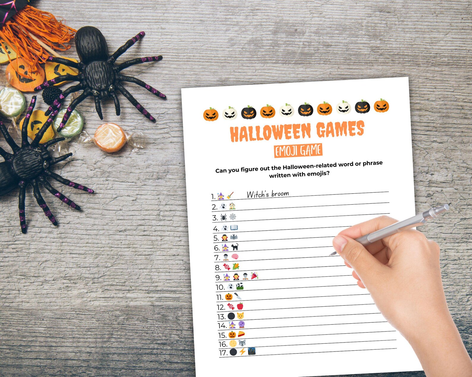 Halloween Emoji Game, Halloween Emoji Guessing Game, Halloween Party ...