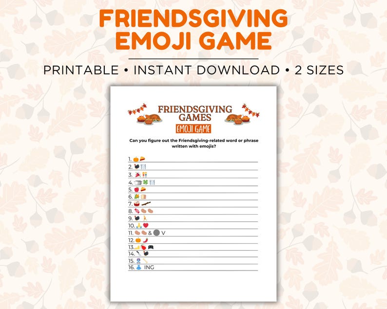 Friendsgiving Emoji Game, Friendsgiving Game, Emoji Quiz, Friendsgiving ...