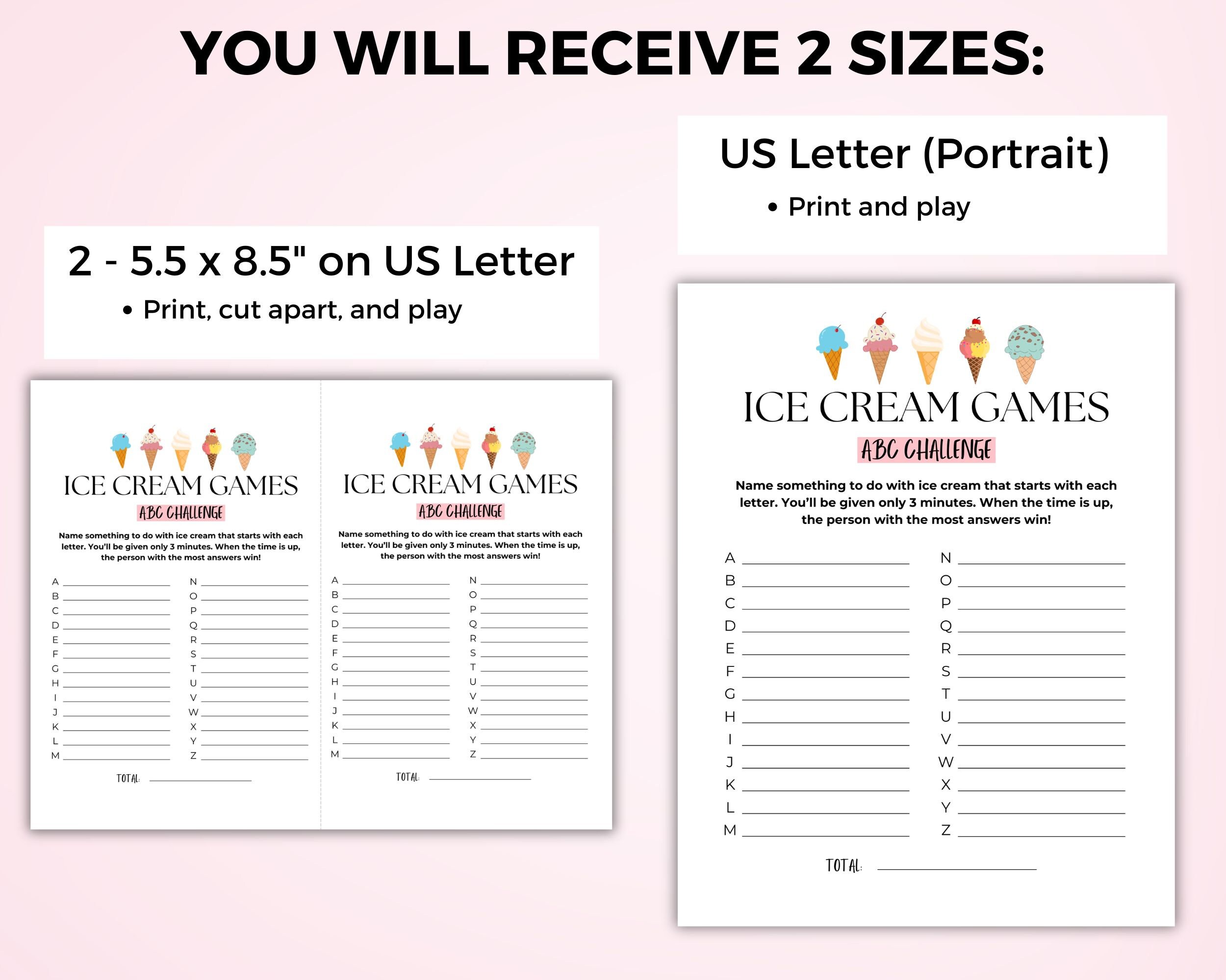 Ice Cream ABC Challenge Game, Ice Cream Game, Ice Cream Activity, Ice ...