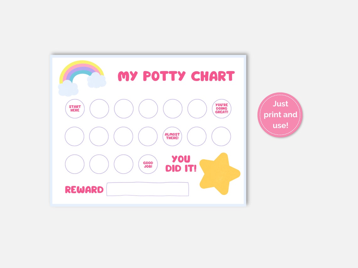 Rainbow and Star Potty Training Chart, Potty Training Chart Printable ...