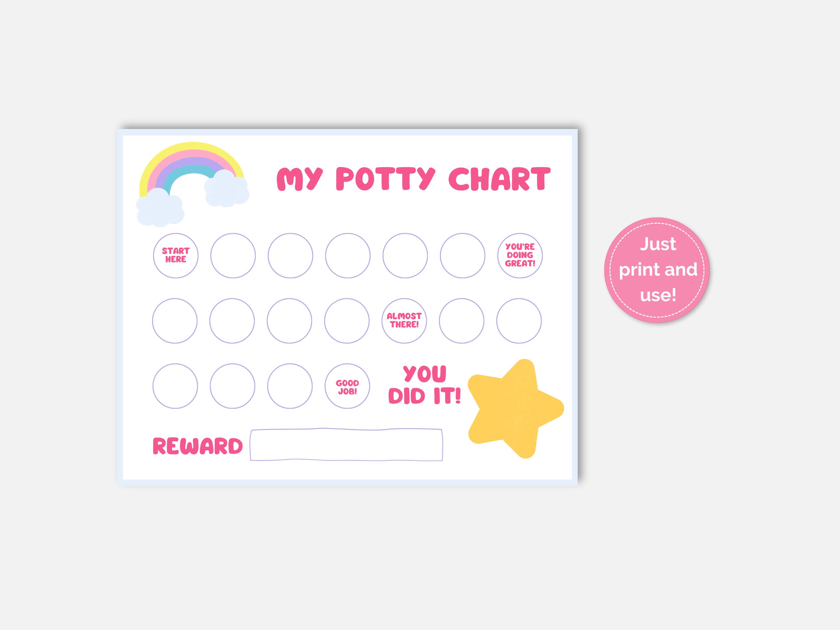 Rainbow and Star Potty Training Chart, Potty Training Chart Printable ...