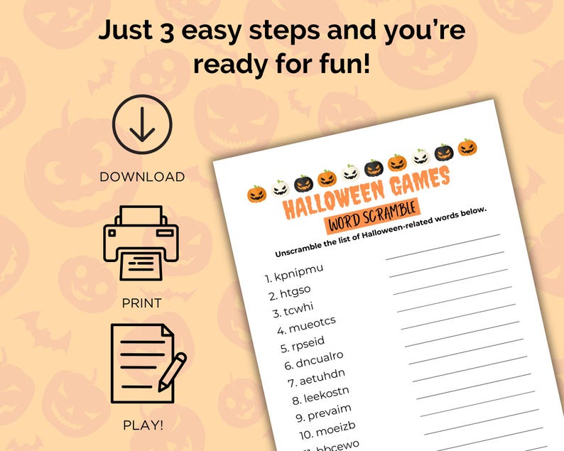 Halloween Word Scramble, Printable Halloween Word Scramble Game ...
