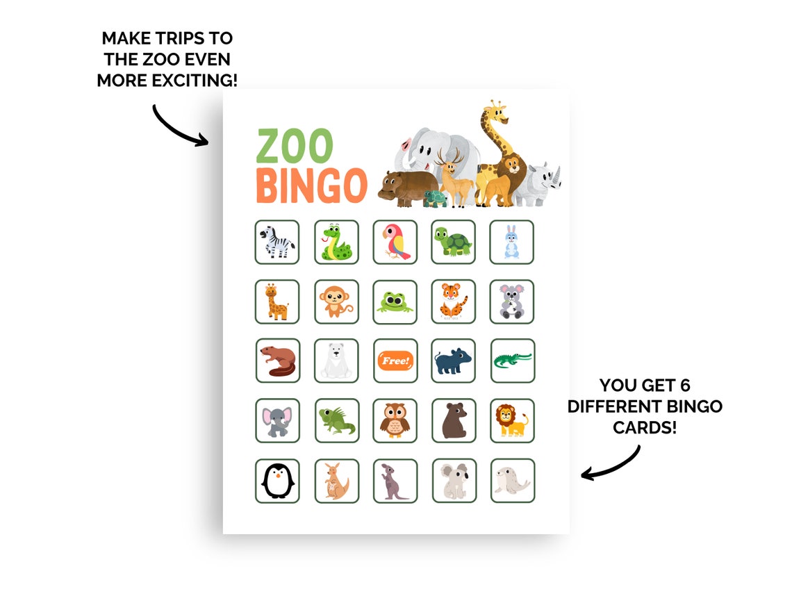Zoo Bingo Cards, Printable Zoo Bingo Cards, Zoo Bingo, Animal Bingo ...