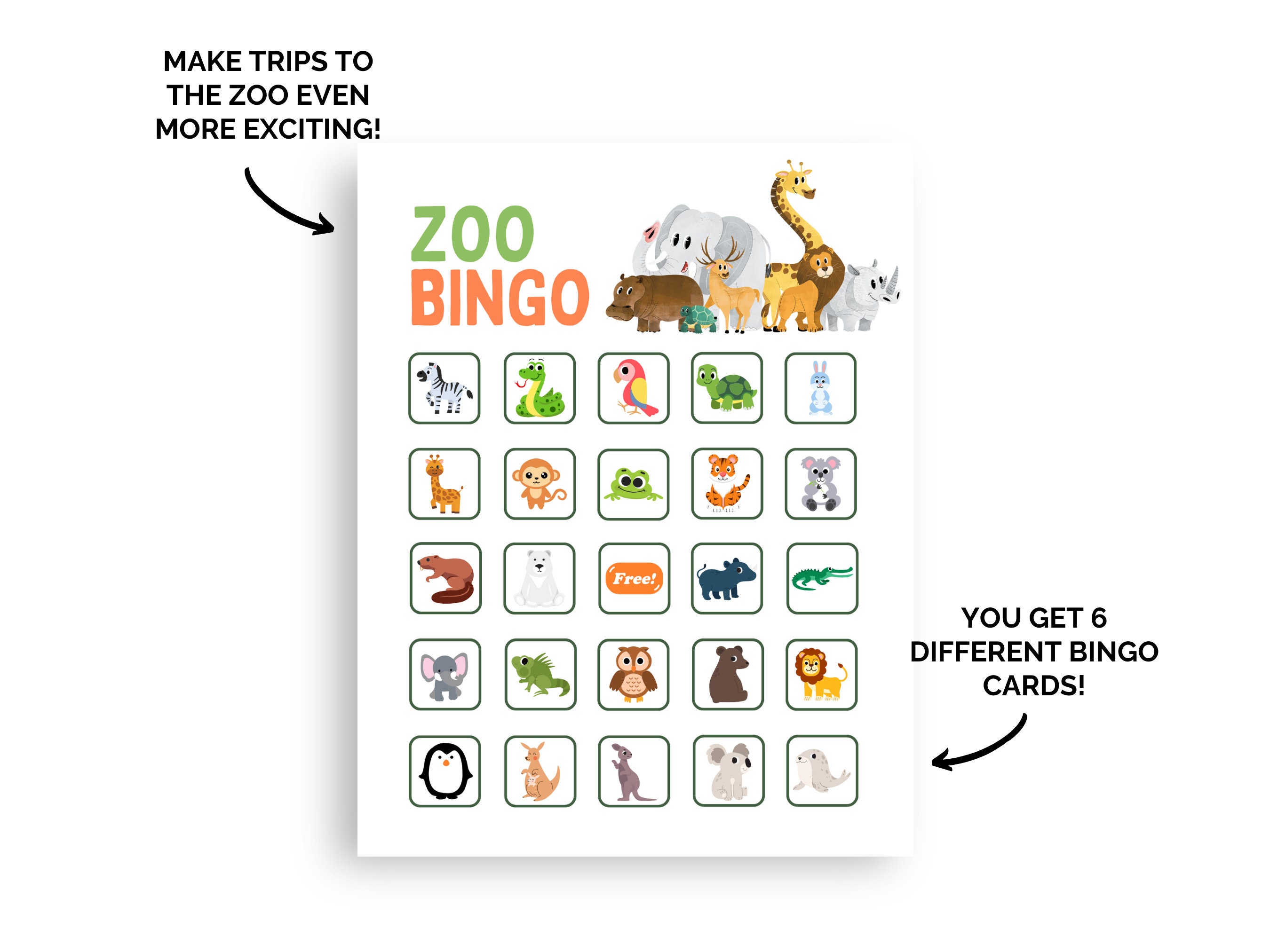 Zoo Bingo Cards, Printable Zoo Bingo Cards, Zoo Bingo, Animal Bingo ...