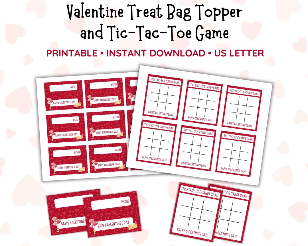 Valentine's Day Treat Bag Topper and Game, Tic Tac Toe Game Valentine's ...