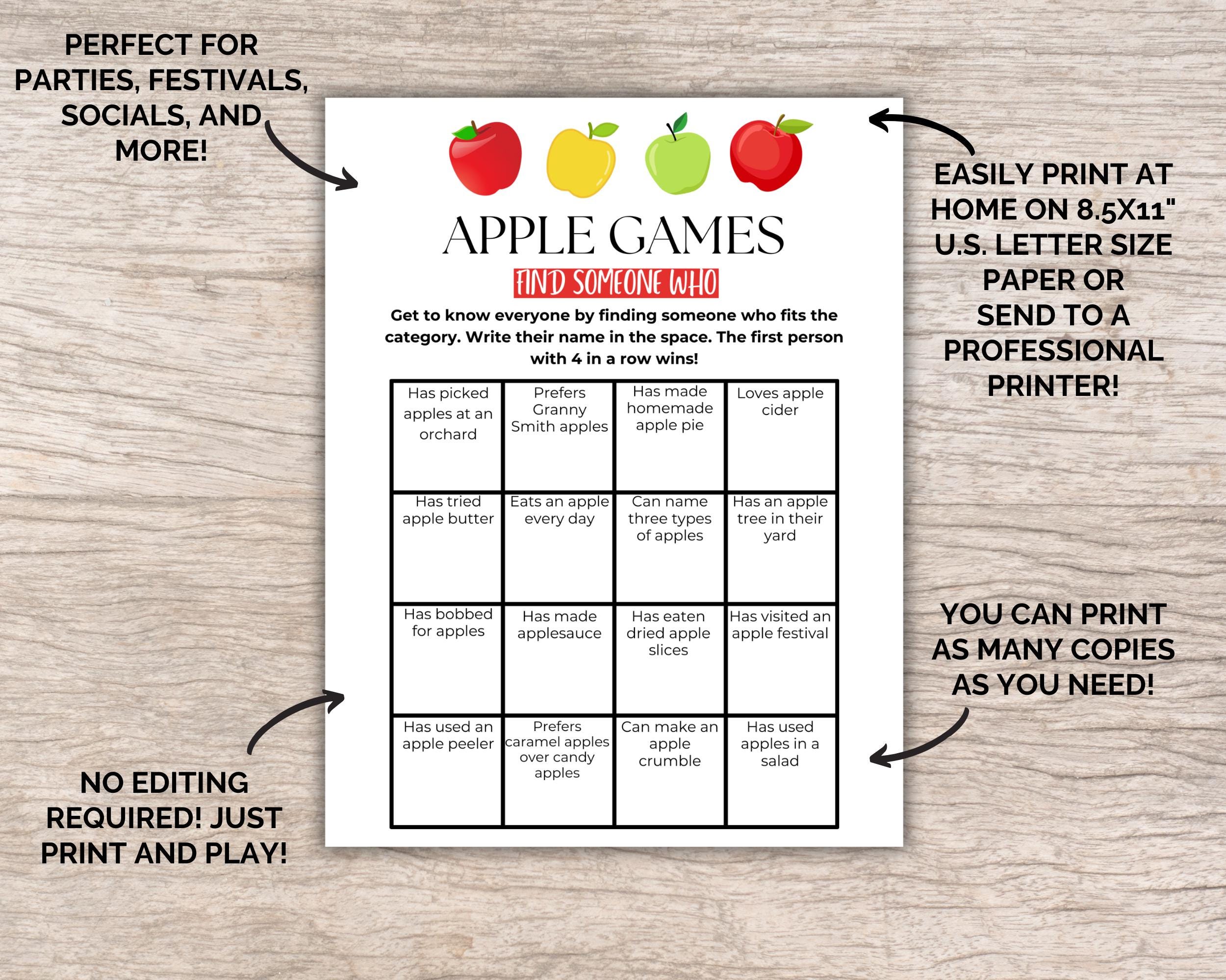 Apple Find Someone Who Game, Apple Game, Apple Activity, Apple Party ...