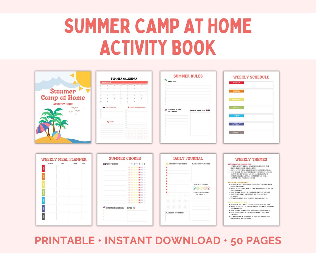 Summer Camp at Home Planner, Summer Planner, Home Activities, Kids ...