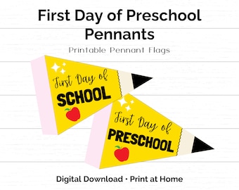 First Day of School Pennant Flags, Printable Back to School Flags, 1st ...