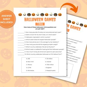 Halloween Trivia Game, Printable Halloween Trivia Activity, Spooky ...