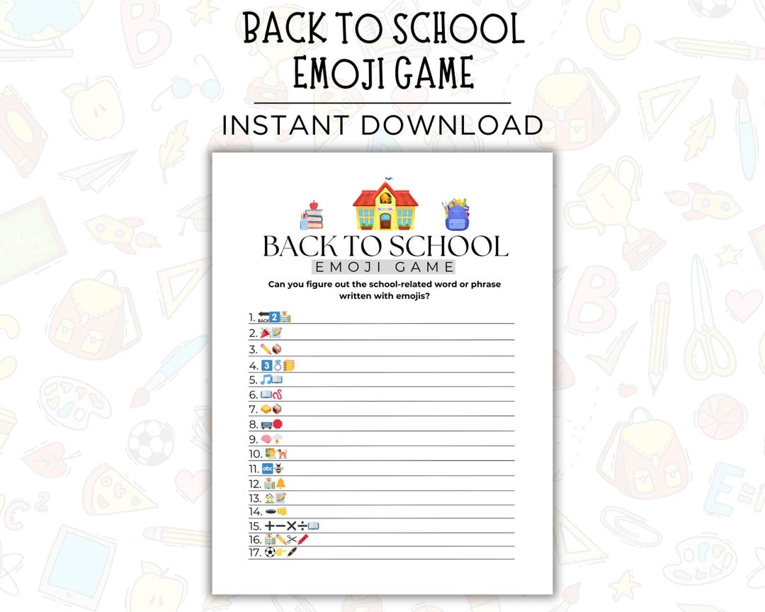 Back to School Emoji Game, Guess the Emoji Game, Emoji Guess Game ...