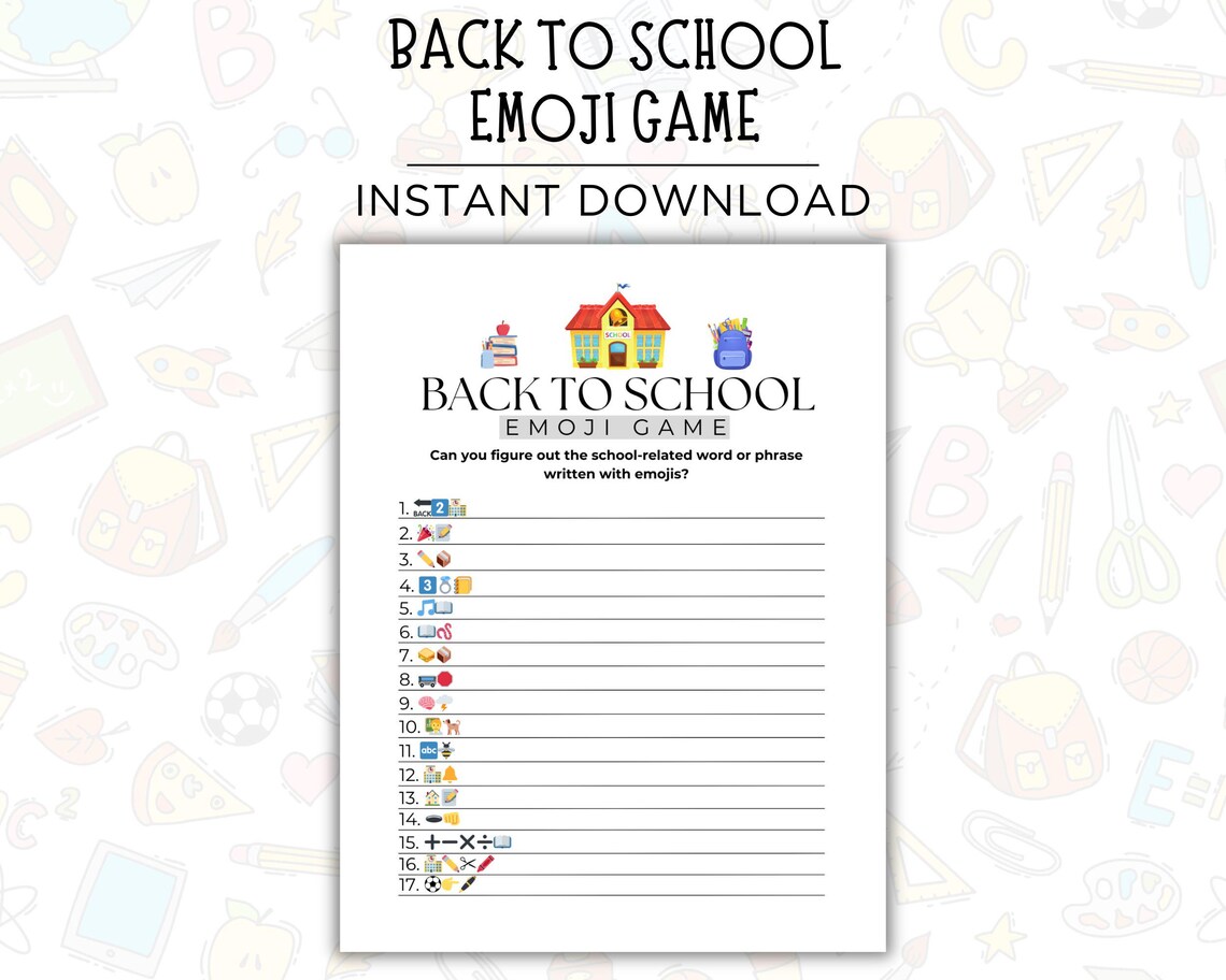 Back to School Emoji Game, Guess the Emoji Game, Emoji Guess Game ...
