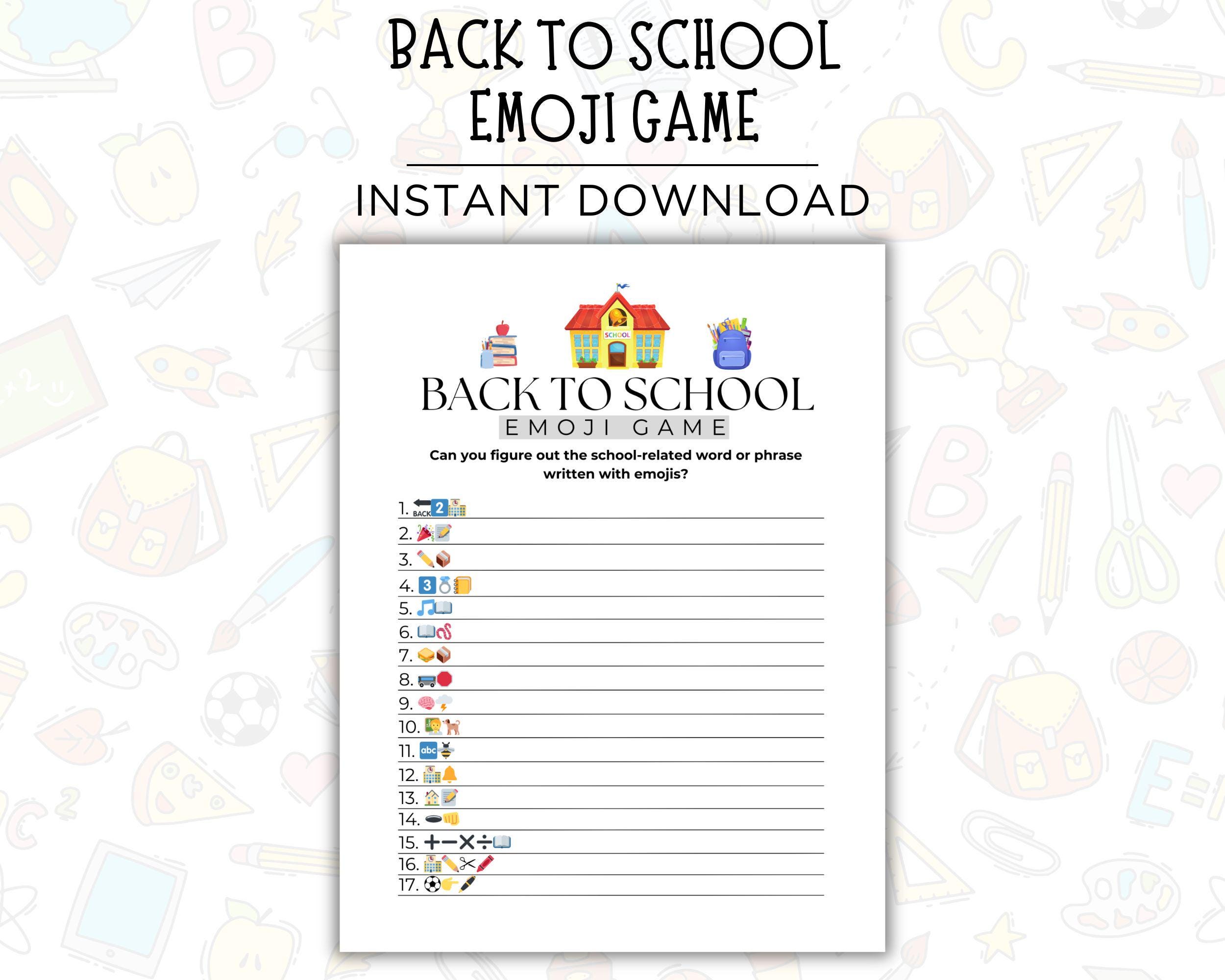 Back to School Emoji Game, Guess the Emoji Game, Emoji Guess Game ...