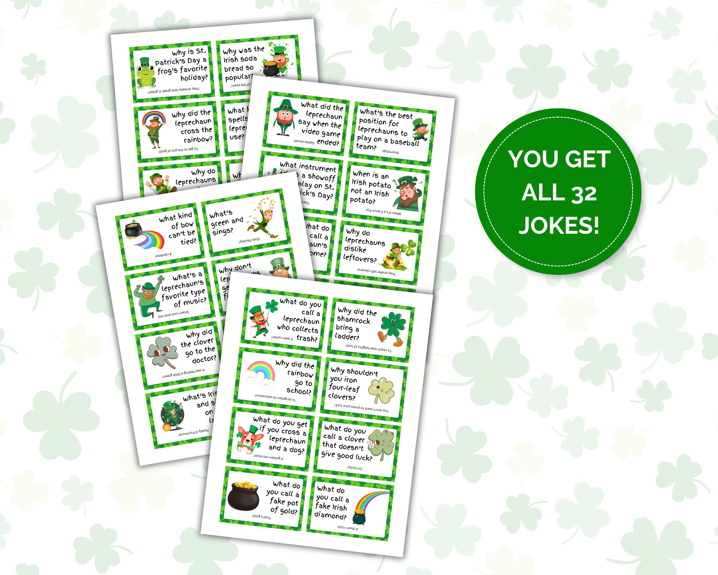 St. Patrick's Day Lunchbox Jokes, St Patricks Day, Lunchbox Notes, Kids ...