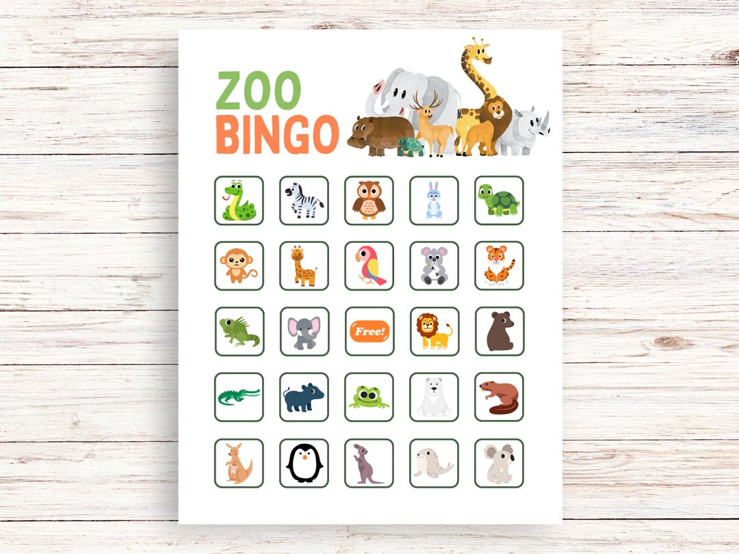 Zoo Bingo, Printable Zoo Bingo Cards, Animal Bingo Cards, Zoo Activity ...